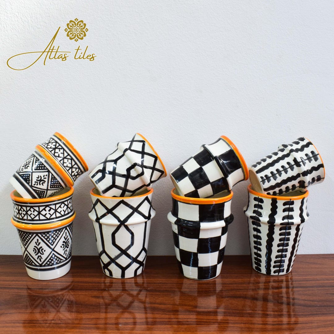 8 Ceramic Cups 100% Handmade,best Deals,drinking Cup With Gold Rim ,set ...