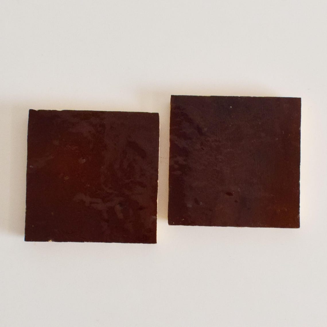 Deep Brown 10x10cm Moroccan Authentic Zellige Tile, Handmade Ceramic ...