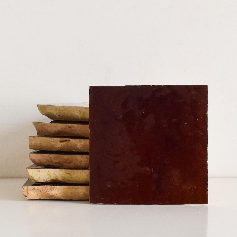 Deep Brown 10x10cm Moroccan Authentic Zellige Tile, Handmade Ceramic ...