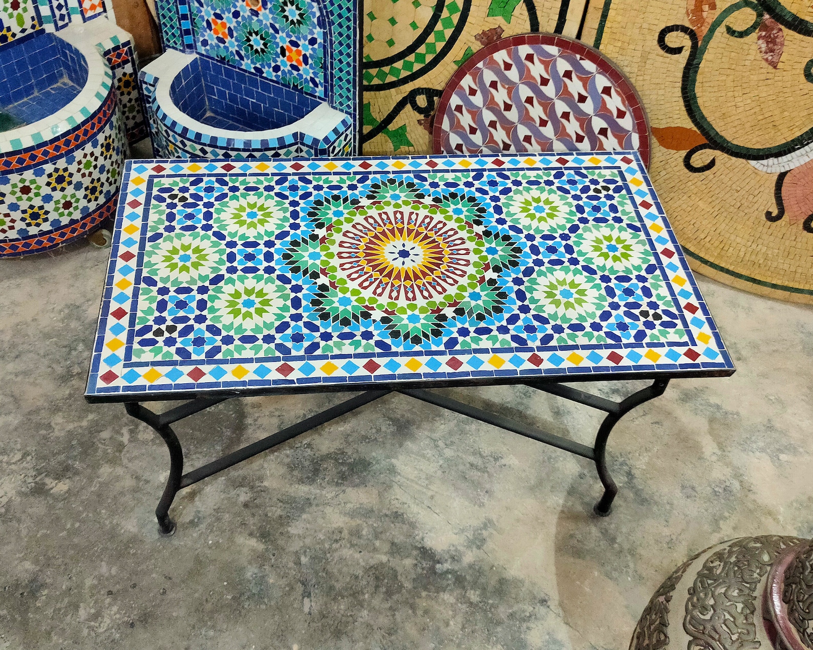 Mosaic Indoor Accent Table | Home Mosaic Table | Outdoor Mosaic Round ...
