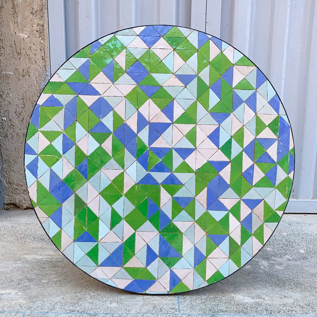 Mosaic Round Table Handmade With Natural Colors L Moroccan Table L ...