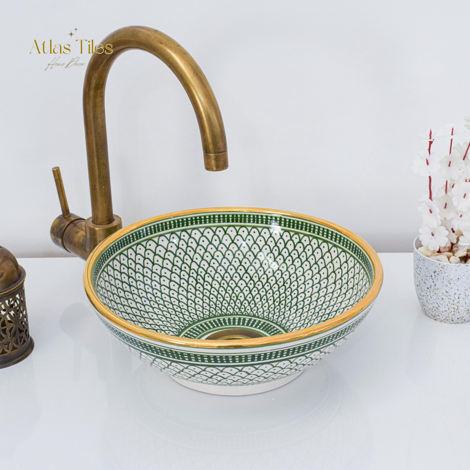 Ceramic Sink Basin Brass Edge for Bathroom 100% Handmade,vessel Sink ...