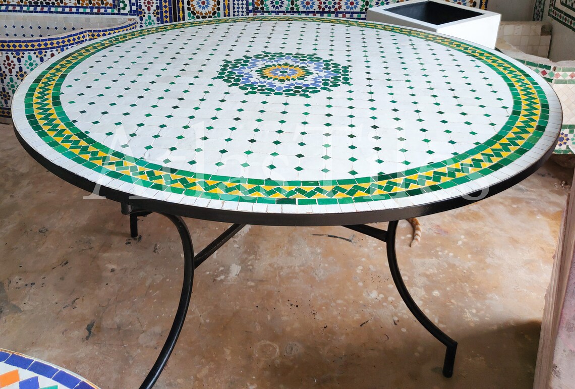 Outdoor Patio Mosaic Table 100%handmade,ceramic Table,indoor Mosaic ...
