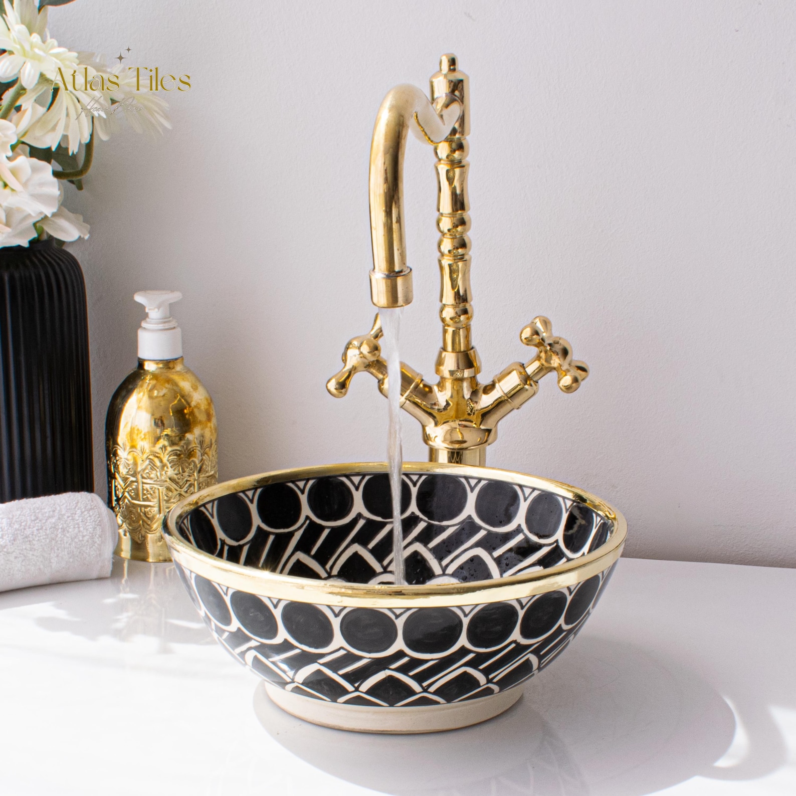 Ceramic Sink Basin Brass Edge for Bathroom 100% Handmade,vessel Sink ...