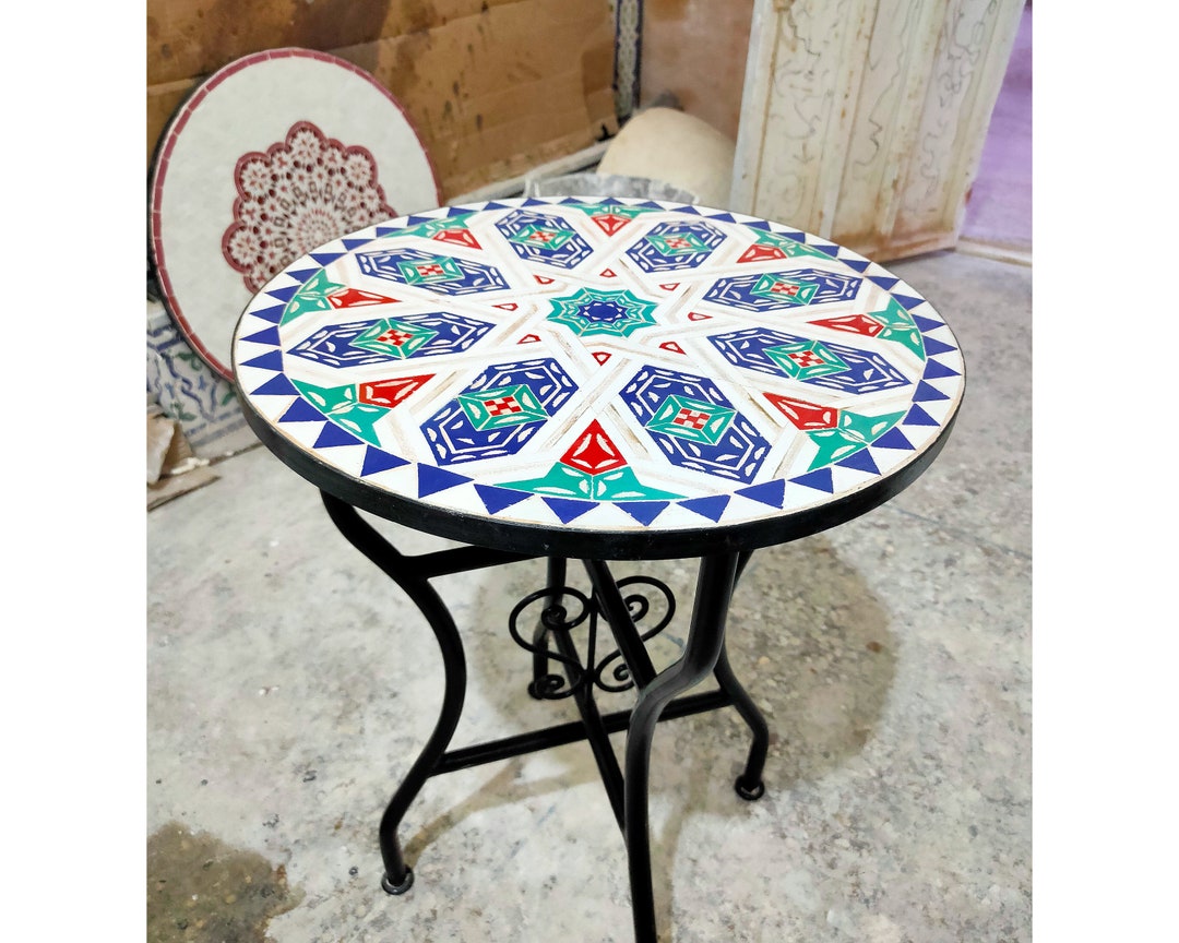 Table for Coffee or Patio, Handmade Table From Moroccan Tiles, Natural ...