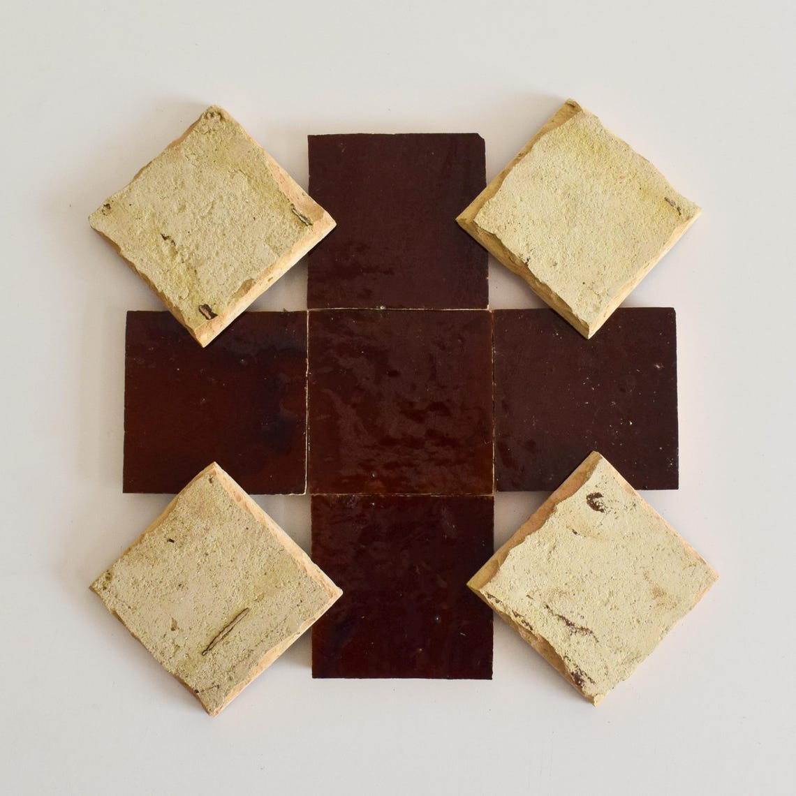 Deep Brown 10x10cm Moroccan Authentic Zellige Tile, Handmade Ceramic ...