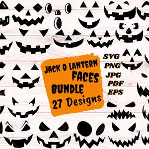 Halloween Faces Bundle Scary Faces SVG Jack O Lantern PNG - Etsy