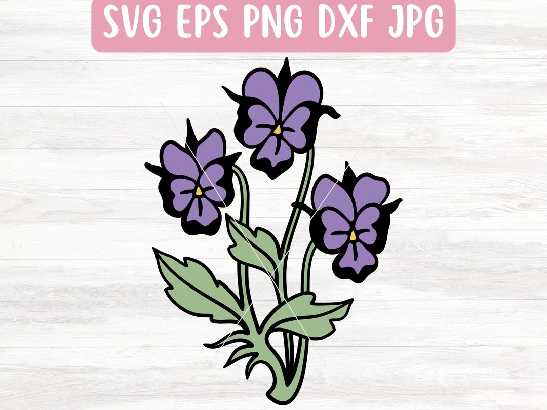 Violet Flower SVG File for Cricut, Pansy Flower PNG File Download ...