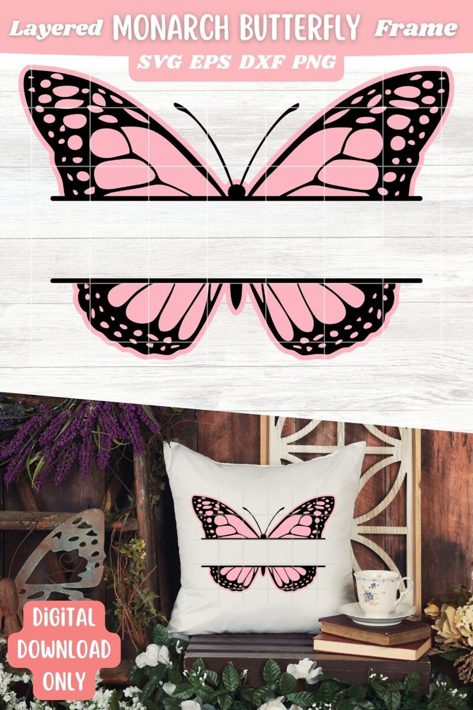 Layered Butterfly SVG File for Cricut, Butterfly Split SVG, Girly ...