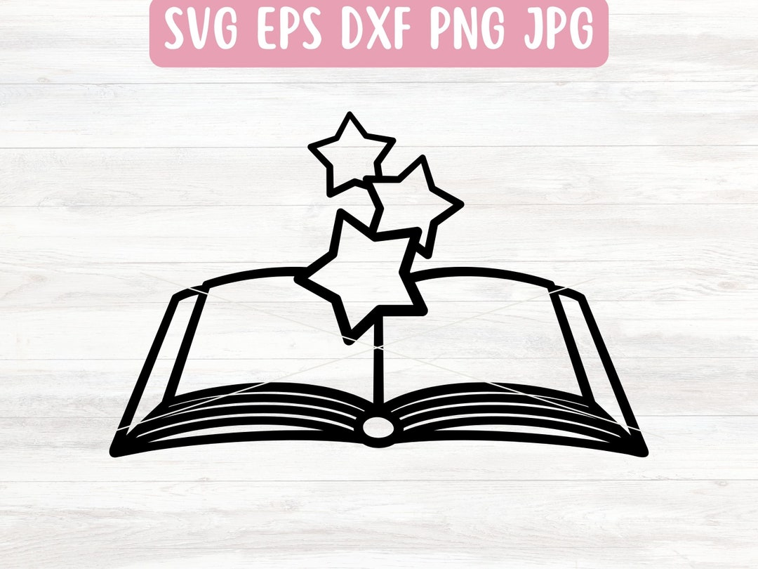 Open Book SVG File for Cricut, Reading SVG for Silhouette, Book Outline ...