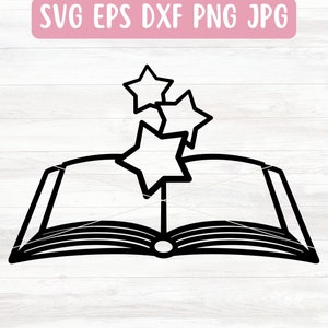 Open Book SVG File for Cricut, Reading SVG for Silhouette, Book Outline ...