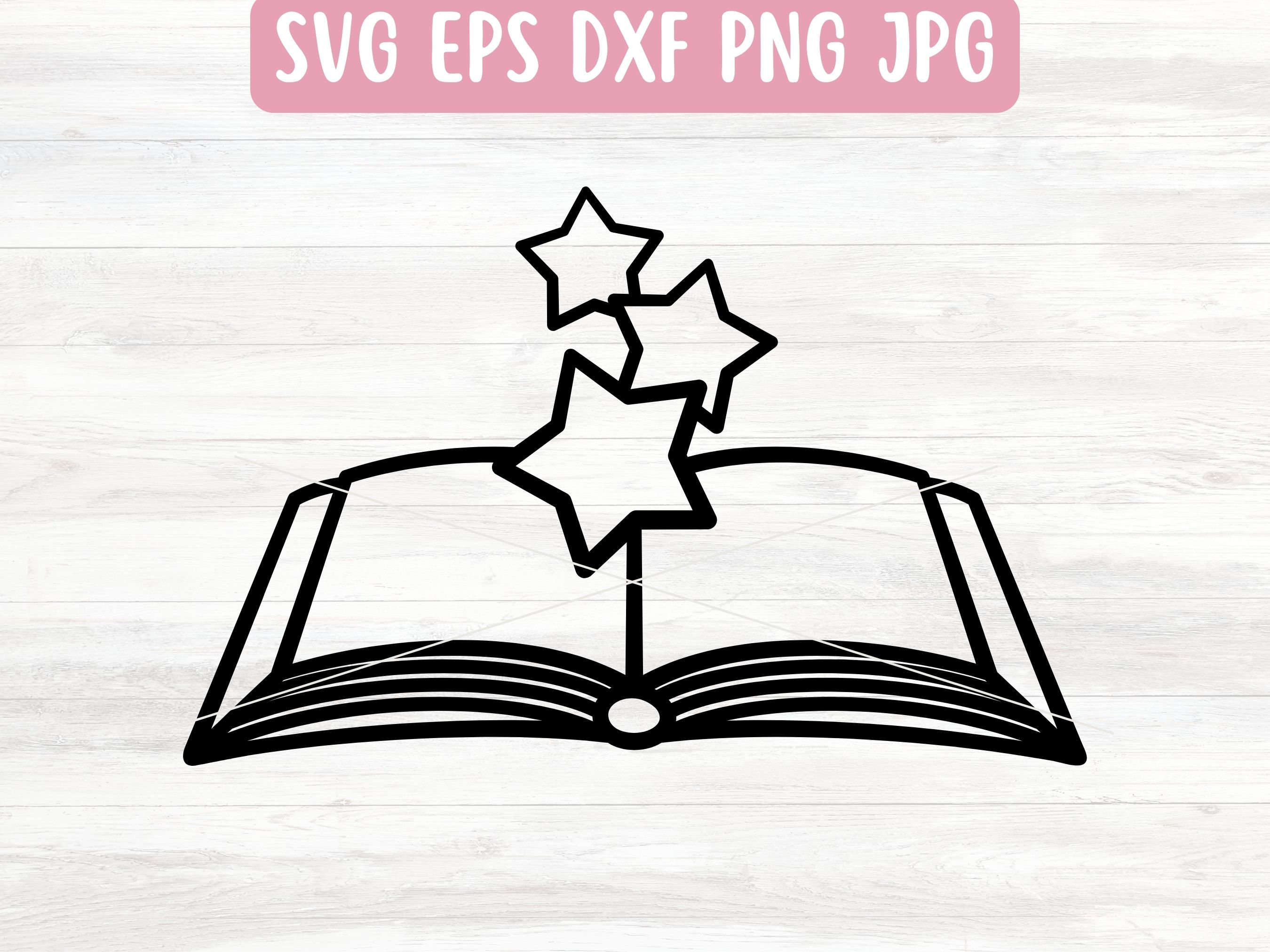 Open Book SVG File for Cricut, Reading SVG for Silhouette, Book Outline ...