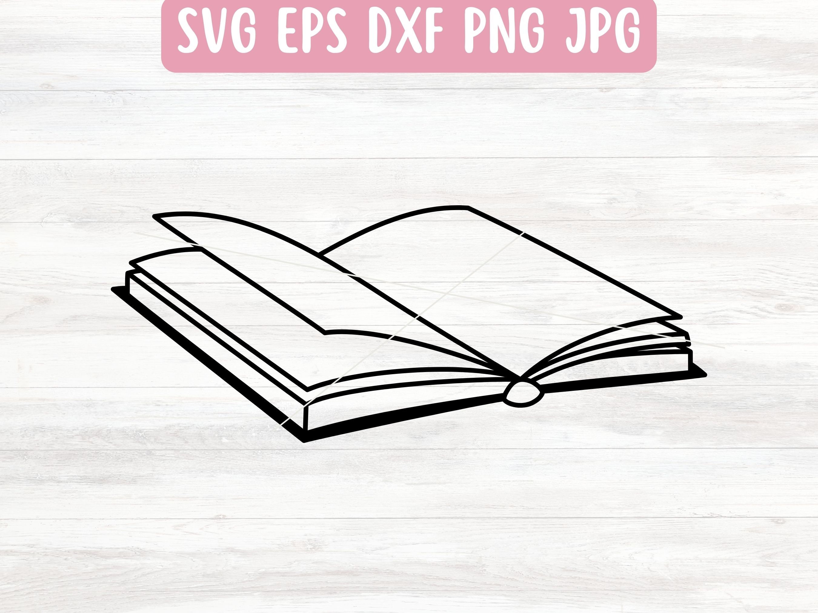 Open Book SVG File for Cricut, Reading SVG for Silhouette, Book Outline ...