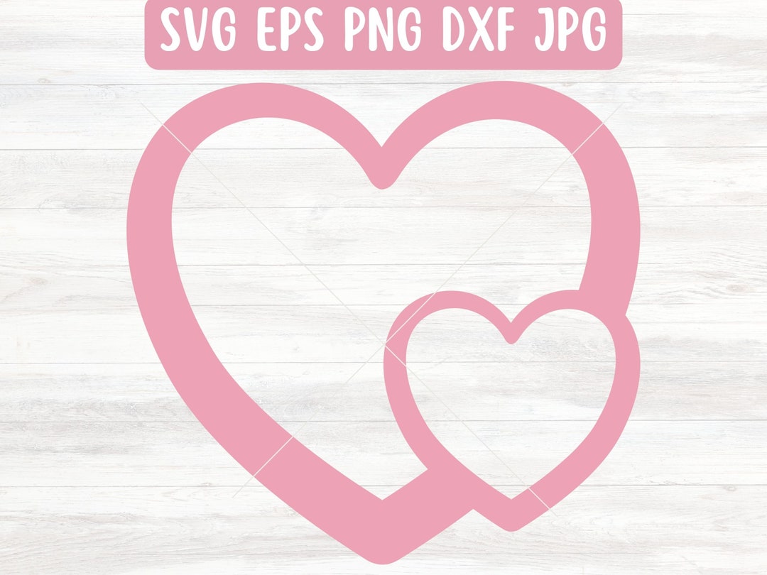 Double Heart SVG File for Cricut, Heart Outline SVG for Silhouette, Two ...