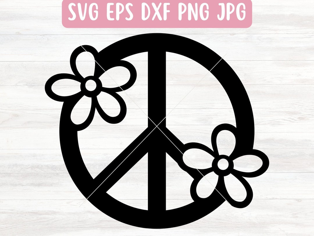 Flower Peace Sign SVG File for Cricut, Hippie SVG for Silhouette, Car ...