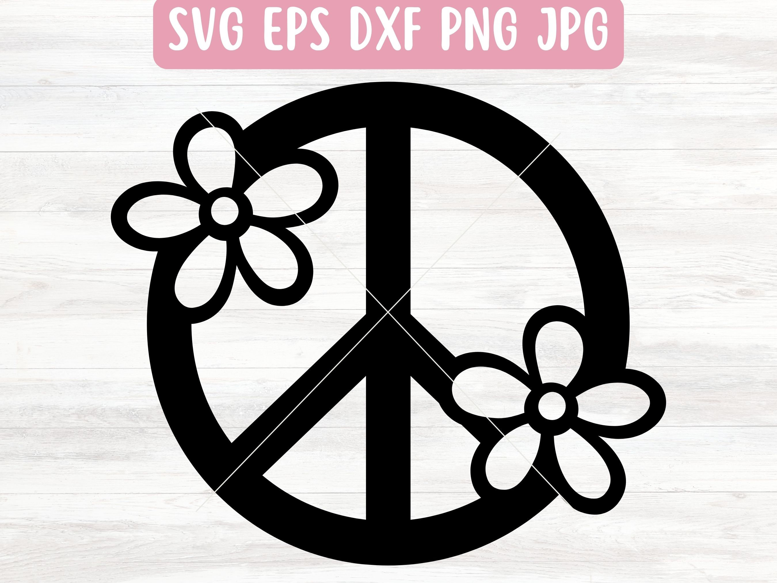 Flower Peace Sign SVG File for Cricut, Hippie SVG for Silhouette, Car ...