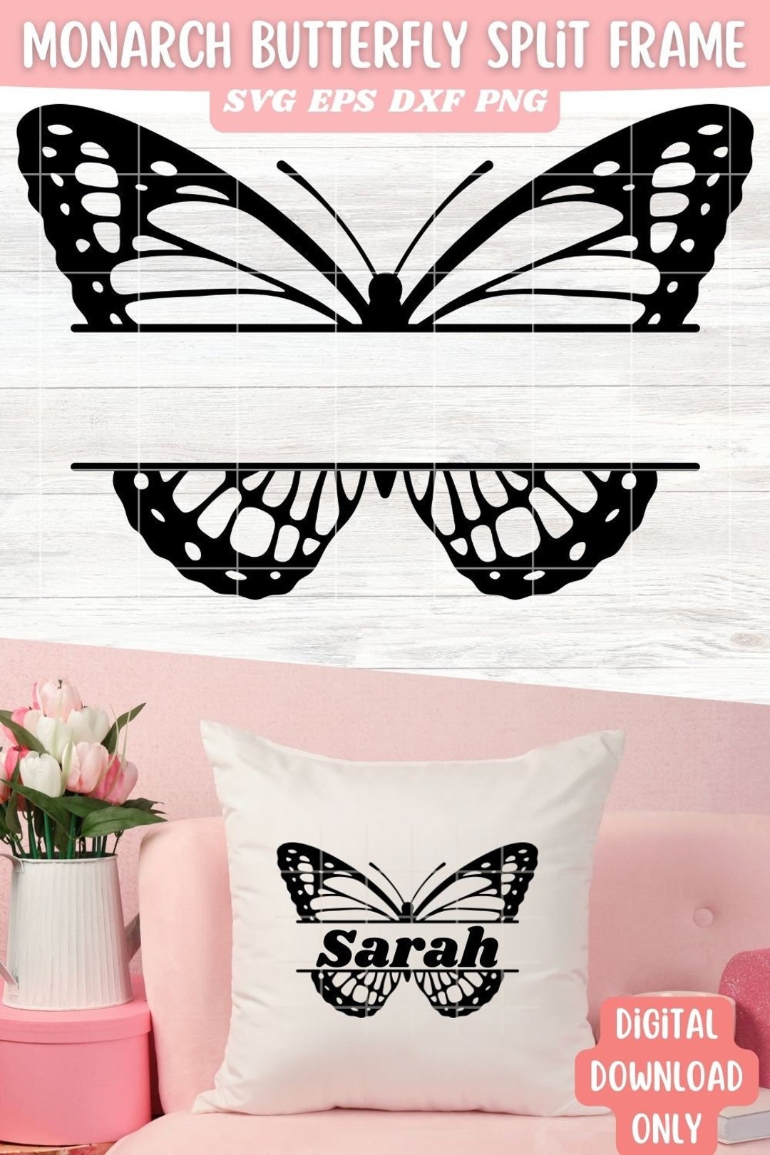 Butterfly Split SVG File for Cricut Butterfly Border SVG - Etsy Singapore