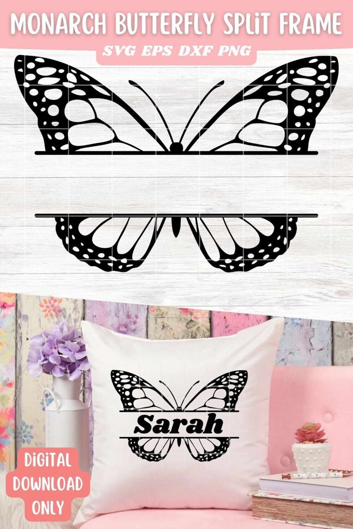 Split Butterfly SVG File for Cricut Little Girl Monogram Svg - Etsy Norway