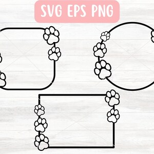 Paw Print Frame SVG Bundle for Cricut, Pet Name Frame SVG Vector ...