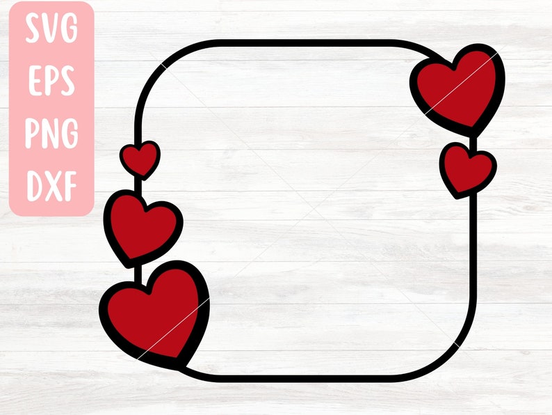 Heart Frame SVG File for Cricut, Valentines Border SVG Vector, Heart ...
