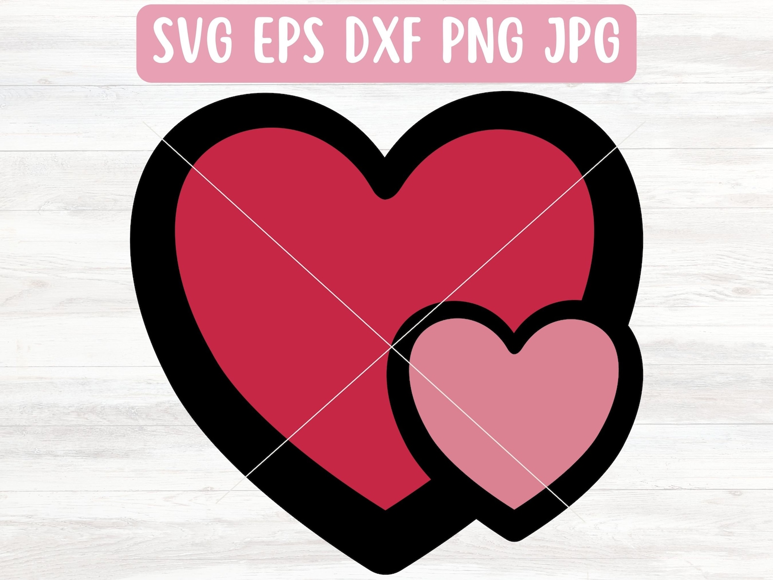 Double Heart SVG File for Cricut, Layered Heart SVG for Silhouette, Two ...