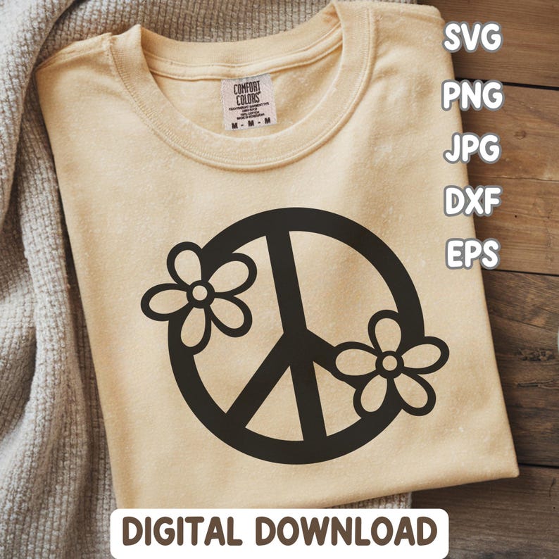 Flower Peace Sign SVG File for Cricut, Hippie SVG for Silhouette, Car ...