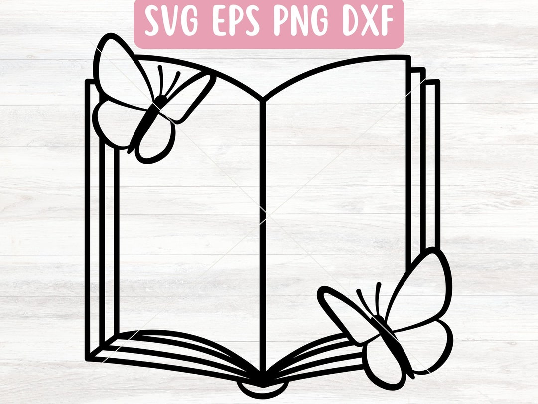 Open Book SVG File for Cricut, Reading SVG for Silhouette, Book Outline ...
