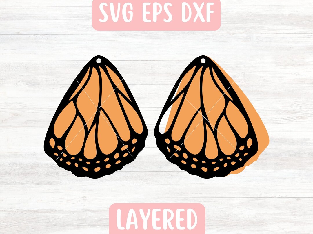 Monarch Butterfly Earring SVG File for Cricut, Layered Earring SVG for ...