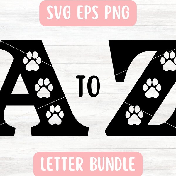 Paw Print Letters Svg - Etsy