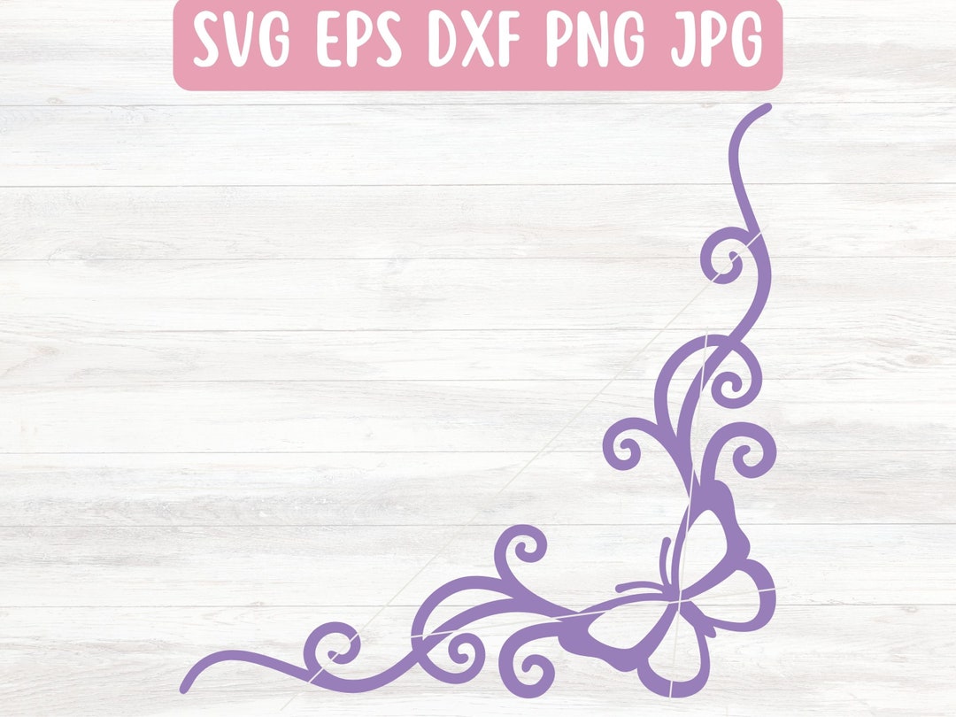 Corner Border SVG File for Cricut, Butterfly Border SVG for Silhouette ...
