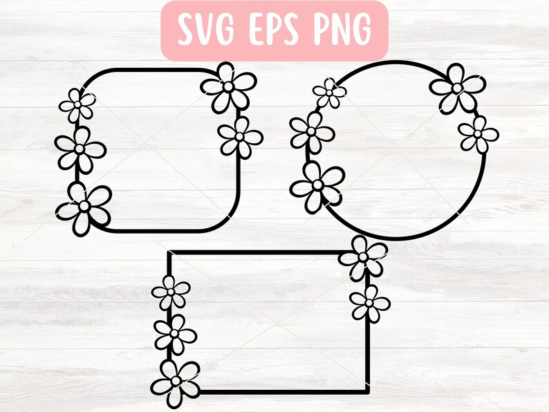 Flower Frame SVG Bundle for Cricut, Floral Circle SVG Vector, Cute ...
