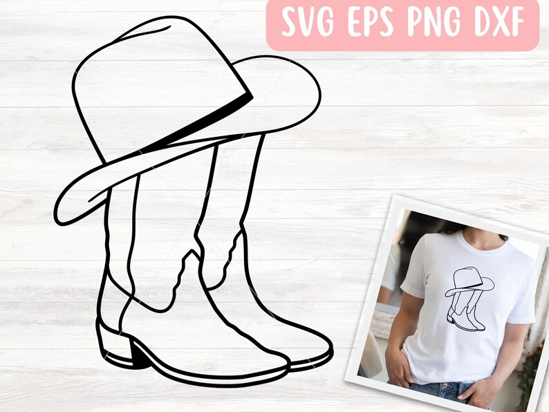 Cowboy Boots and Hat SVG File for Cricut Cowgirl Hat Vector - Etsy Ireland