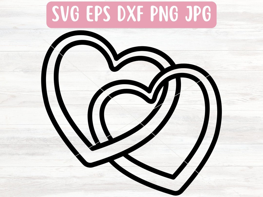 Double Heart SVG File for Cricut, Two Heart Vector, Heart Outline SVG ...