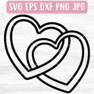 Double Heart SVG File for Cricut, Two Heart Vector, Heart Outline SVG ...