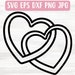 Double Heart SVG File for Cricut, Two Heart Vector, Heart Outline SVG ...