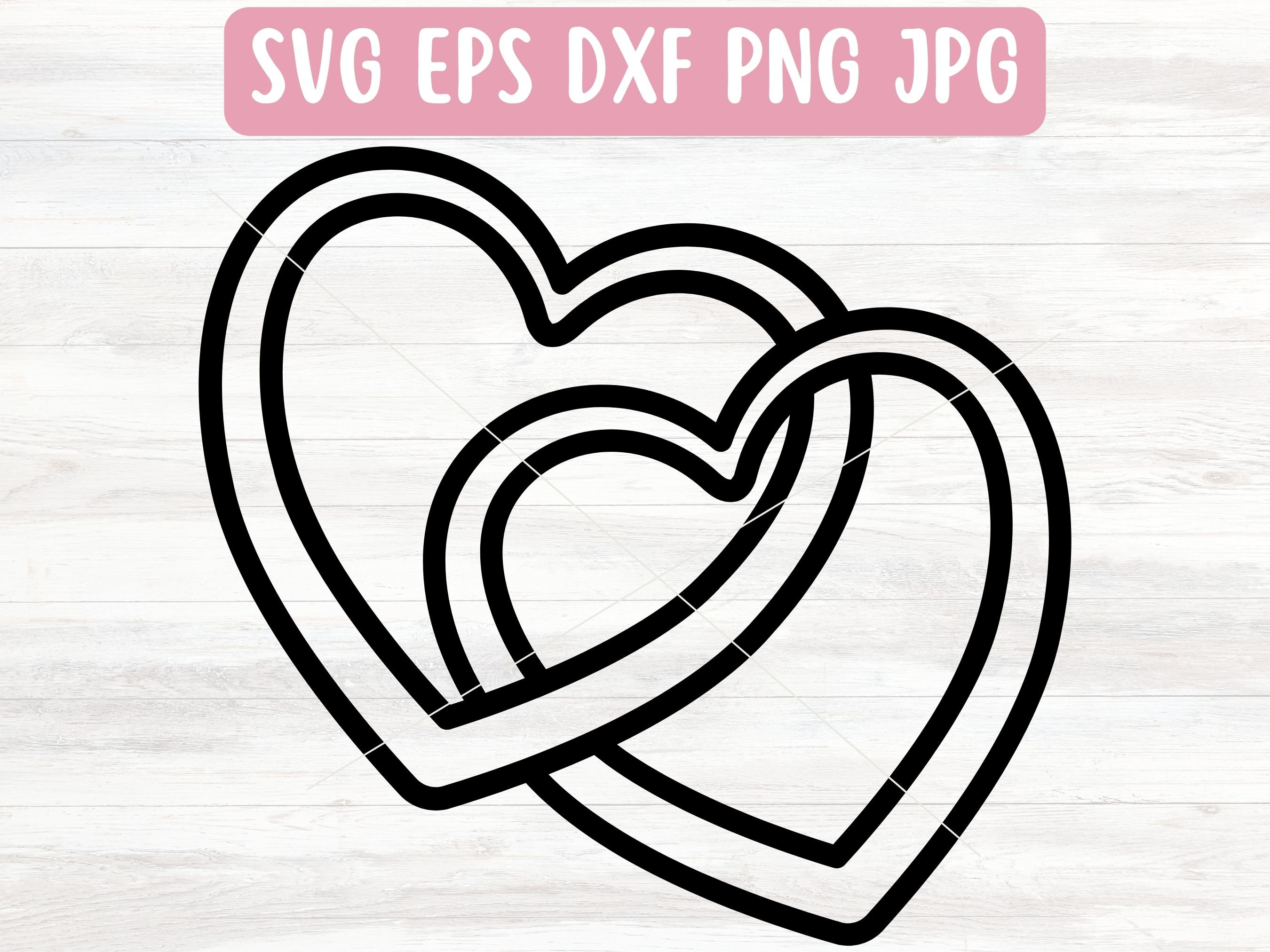 Double Heart SVG File for Cricut, Two Heart Vector, Heart Outline SVG ...