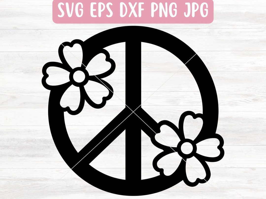 Flower Peace Sign SVG File for Cricut, Hippie SVG for Silhouette, Car ...