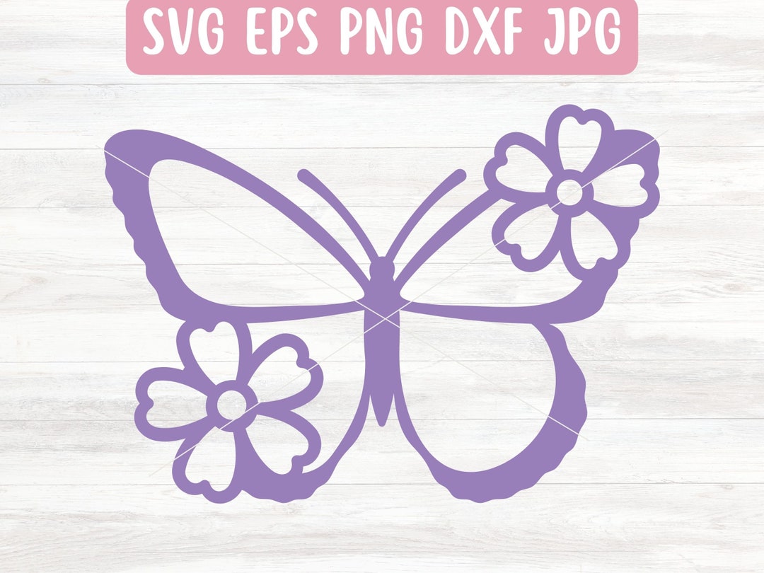 Butterfly Flower SVG File for Cricut, Simple Butterfly SVG Image ...