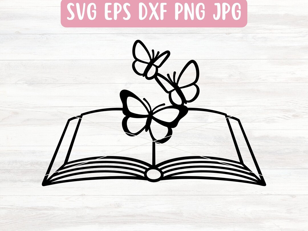 Open Book SVG File for Cricut, Reading SVG for Silhouette, Book Outline ...