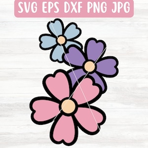 Simple Flower SVG File for Cricut, Layered Flower SVG for Silhouette ...