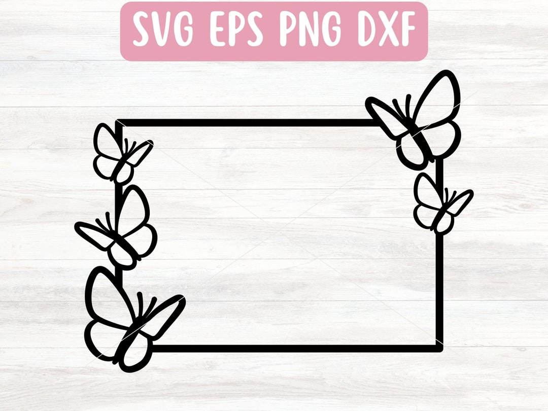 Butterfly Border SVG File for Cricut, Rectangle Frame SVG Vector, Cute ...
