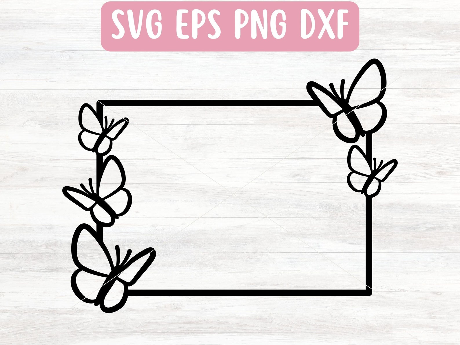 Butterfly Border SVG File for Cricut, Rectangle Frame SVG Vector, Cute ...