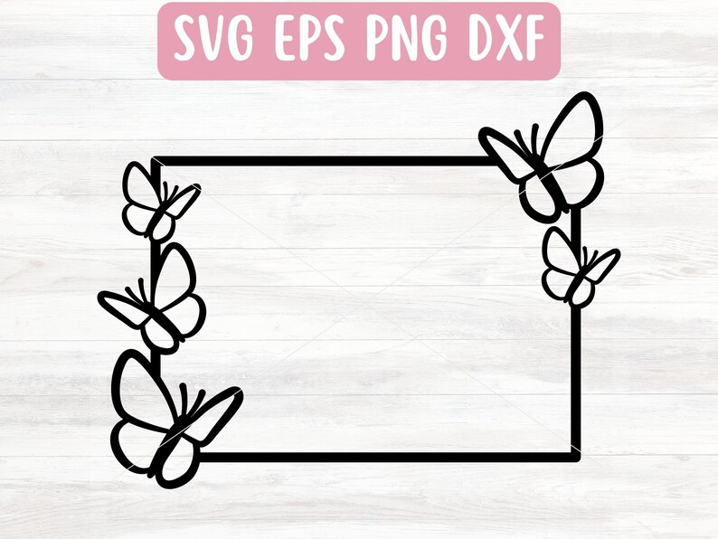 Butterfly Border SVG File for Cricut, Rectangle Frame SVG Vector, Cute ...