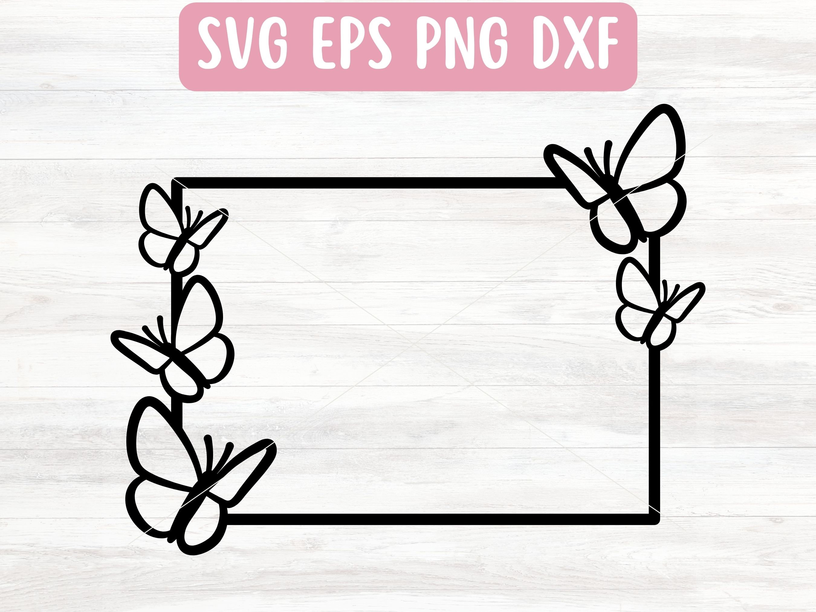 Butterfly Border SVG File for Cricut, Rectangle Frame SVG Vector, Cute ...