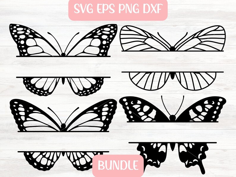 Butterfly Split SVG Bundle for Cricut Girly Butterfly Shirt - Etsy