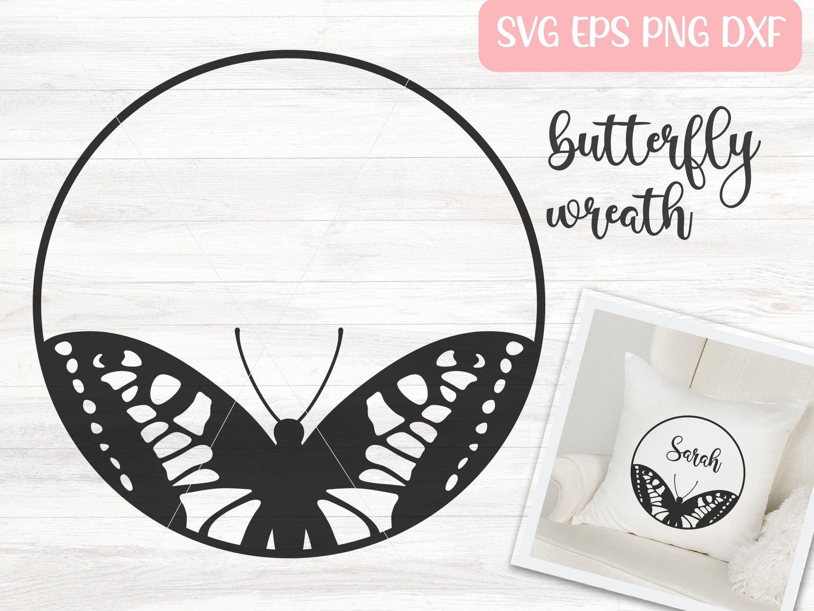 Butterfly Wreath SVG File for Cricut Round Monogram Frame - Etsy