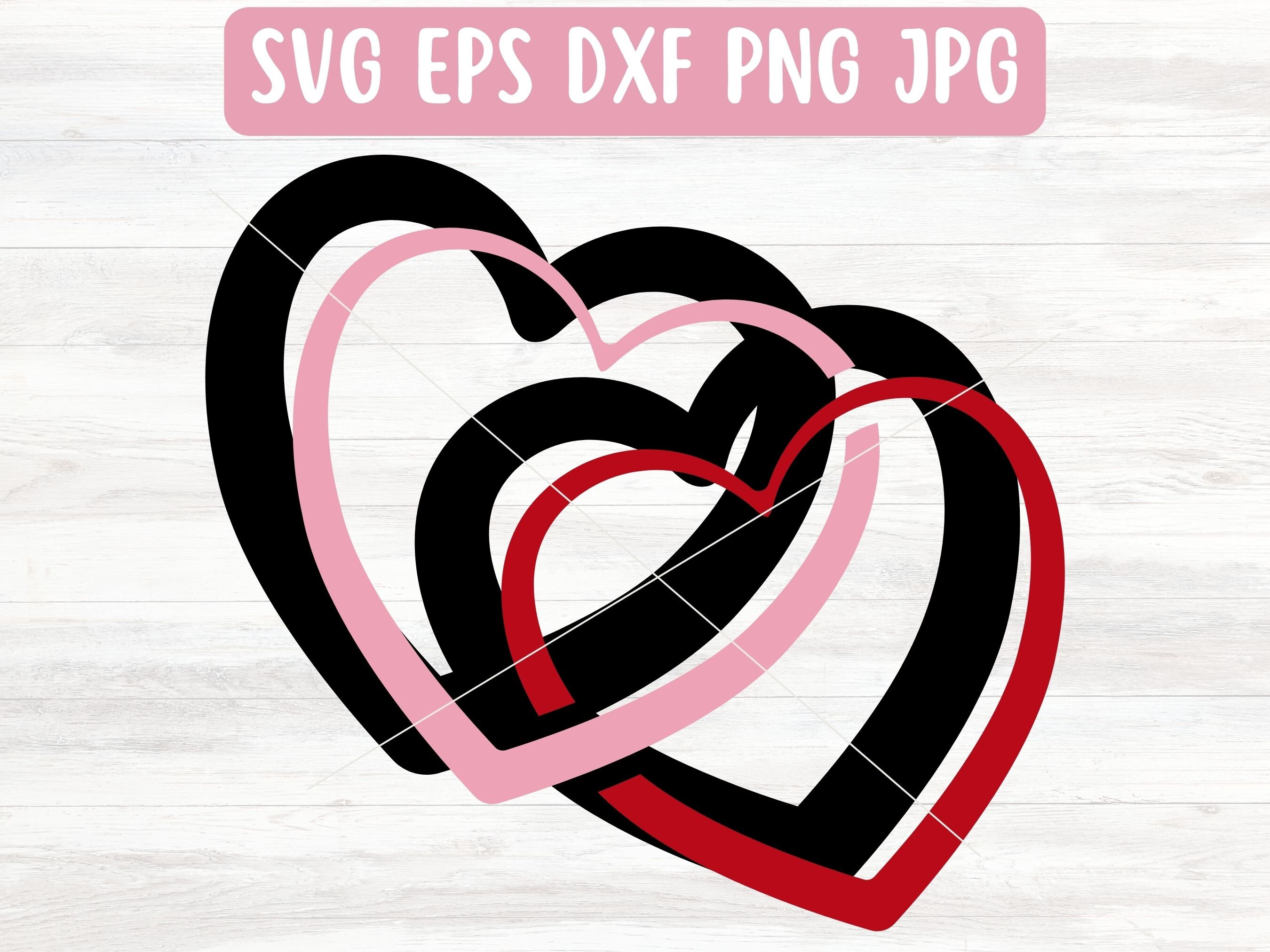 Double Heart SVG File for Cricut, Two Heart Vector, Layered Heart SVG ...