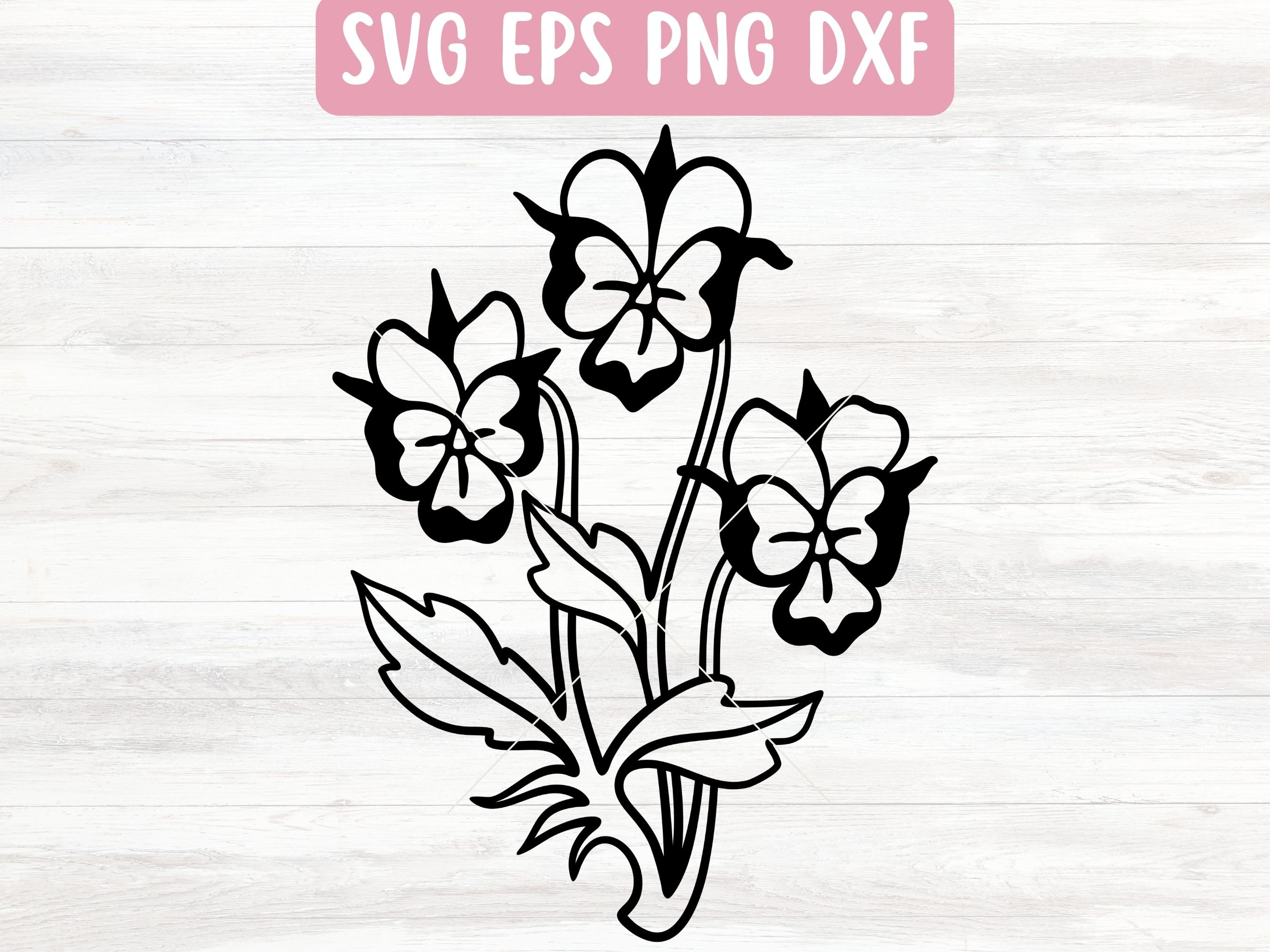 Violet Flower SVG File for Cricut, Pansy Flower PNG File Download ...