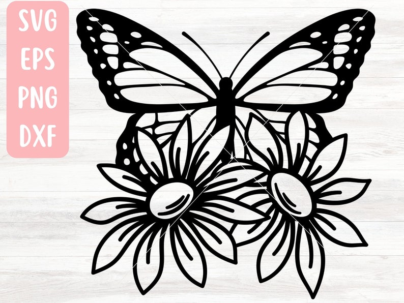 Daisy Butterfly SVG File for Cricut, April Birth Flower SVG Vector ...