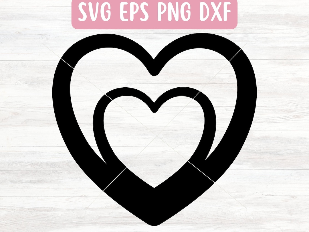 Double Heart SVG File for Cricut, Two Heart Vector, Heart Outline SVG ...
